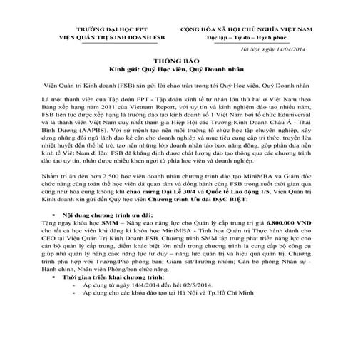 Thu ngo gui hv tang smm 12042014 | PDF