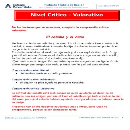 U7 s7 ficha de lectura de valor critico | DOCX