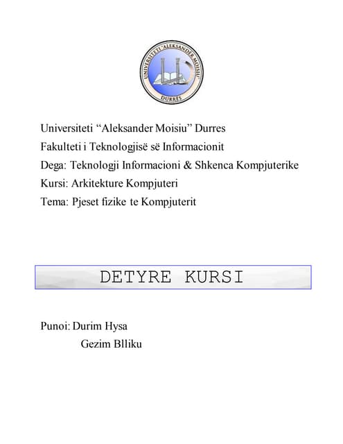 Kompjuteri, Historiku i tij dhe pjeset harduerike te tij ( CPU ...