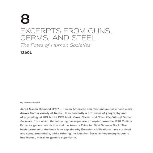 Unit 8: Guns, Germs, and Steel: The Fates of Human Societies | PDF ...