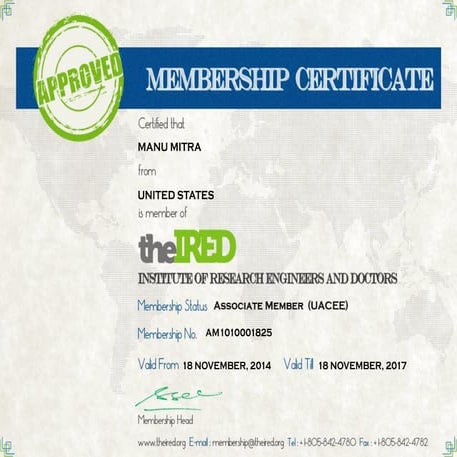 IRED Membership Certificate | PPT