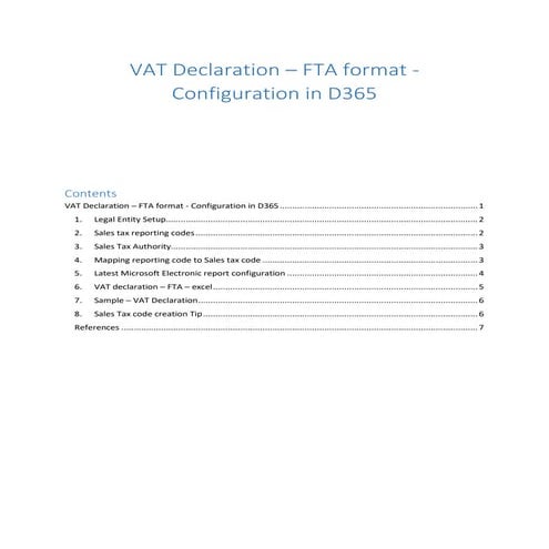 UAE FTA Vat declaration - config guide | PDF