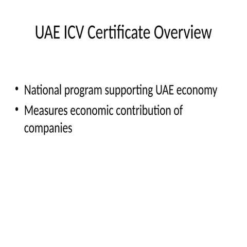Is ICV Certificate Mandatory in the UAE dubai | PDF