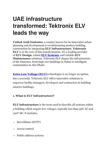 Understanding ELV System Installation: Enhancing Safety And Efficiency ...