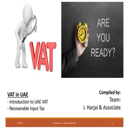 UAE VAT - Introduction & Input Tax - J. Harjai | PDF | Business ...