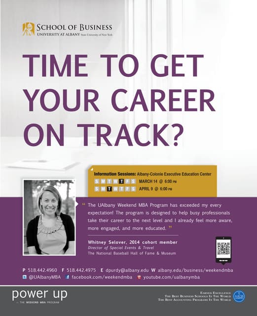 UAlbany Weekend MBA Is It Time to Get Ahead in Your Career Ad-January ...