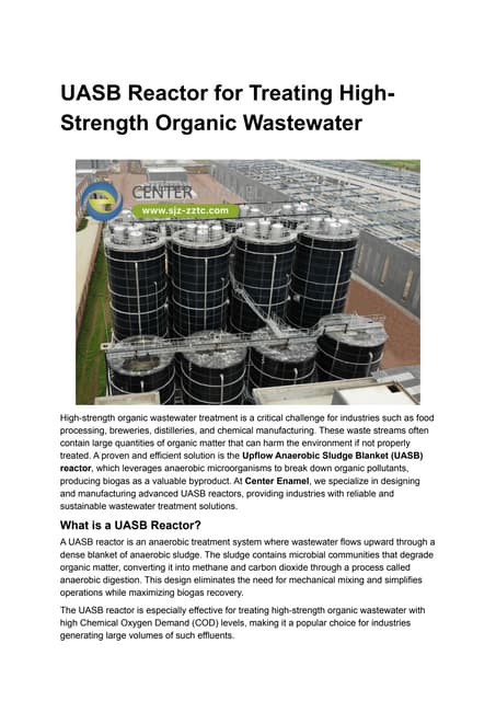 Center Enamel Provides UASB Technology for Breweries Wastewater ...