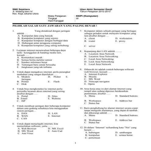 Uas kkpi 2012 13 tingkat iii | DOC