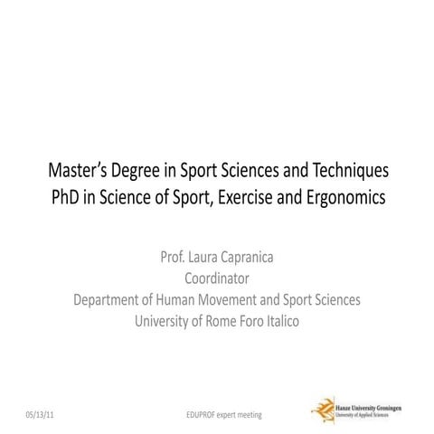 master's degree in Sport Sciences and Techniques | PPT
