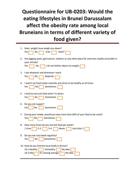 Healthy eating questionnaire | ODT