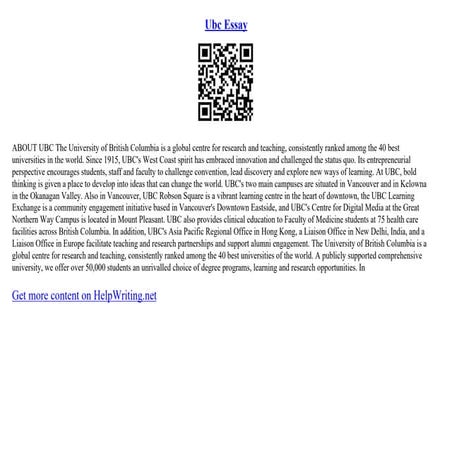 Ubc Essay | PDF