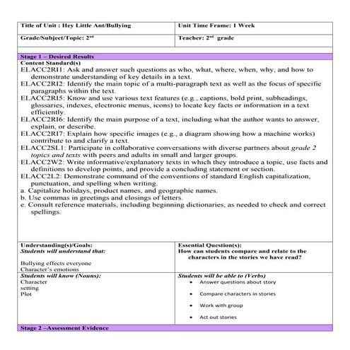 Ubd template reading lesson plan | DOC