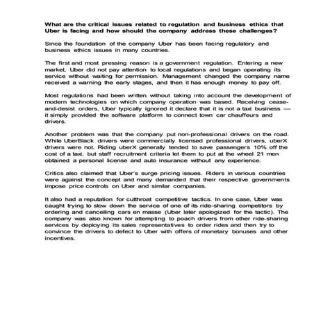 Uber: regulations and business ethics | DOCX