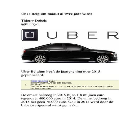 Uber Belgium maakt al twee jaar winst | PDF