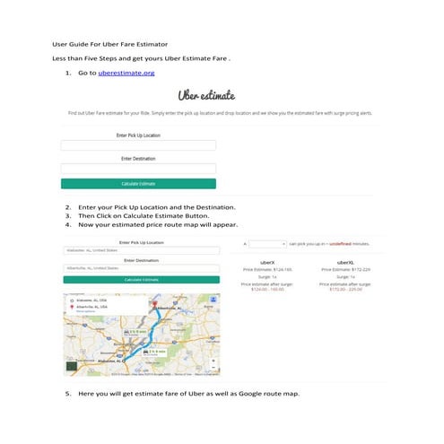 Uber Fare Estimator user guide | PDF