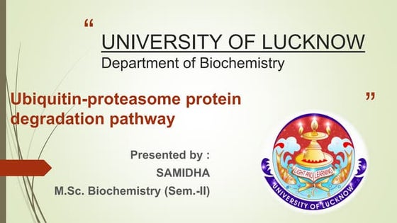PROTEIN DEGRADATION- ubiquitin pathway and it's mechanism | PPT
