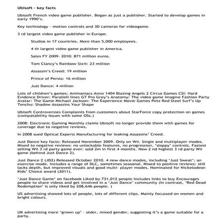 Ubisoft fact sheet | DOC