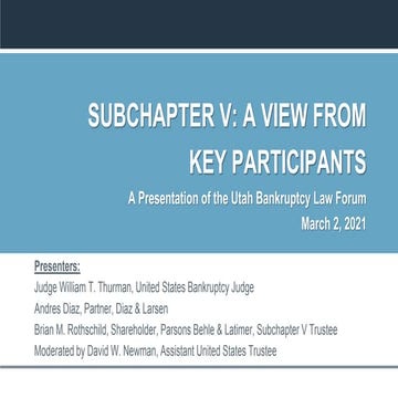 Subchapter V: A View from Key Participants | PPTX