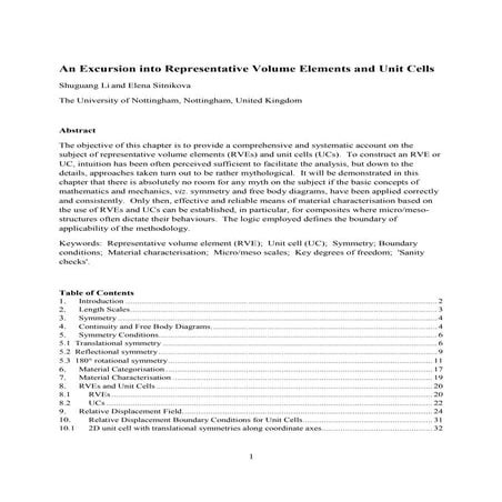 An Excursion into Representative Volume Elements and Unit Cells Shuguang Li and Elena Sitnikova ...