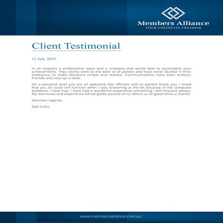 Client Testimonial - Deb Coles | PDF