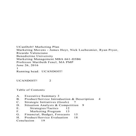 UCanDoIt! Marketing PlanMarketing Mavens - Jam.docx