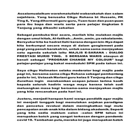 Ucapan dialog prestasi | DOCX