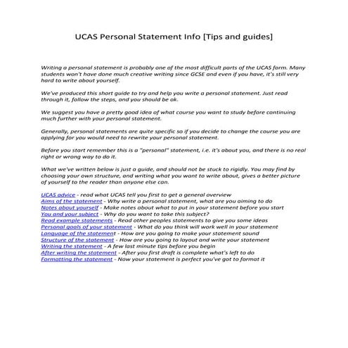 UCAS personal statement info | DOCX
