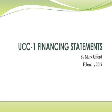 UCC-1 Financing Statements Presentation 2019-02 | PDF