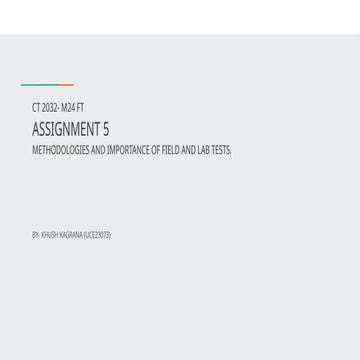 METHODOLOGIES AND IMPORTANCE OF FIELD AND LAB TESTS. | PPT