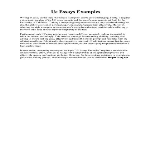 Uc Essays Examples | PDF