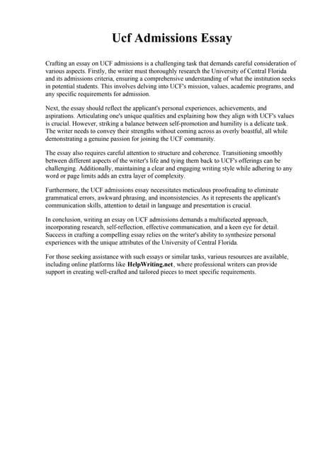 University Of Central Florida Essay | PDF