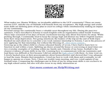 Ucf Application Essay | PDF