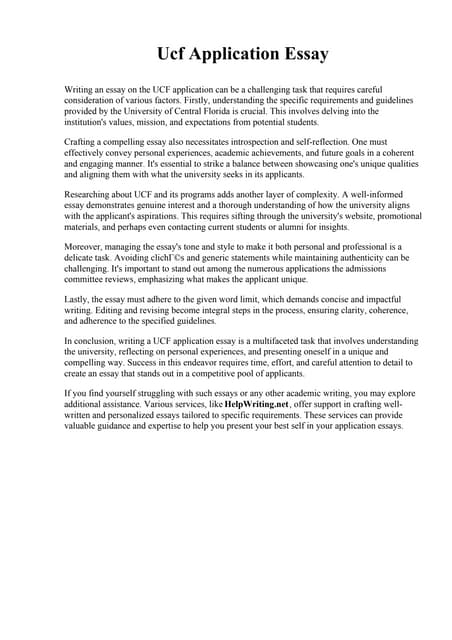University Of Central Florida Essay | PDF
