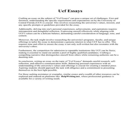 Ucf Essays. Caldwell Community College and Technical Institute | PDF
