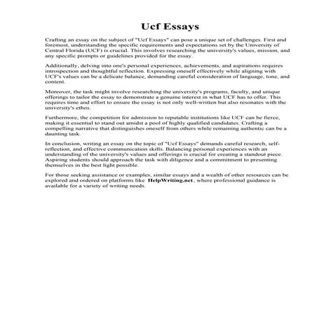 Ucf Essays. Ucf Application Essay Help , The University of Central Florida | PDF