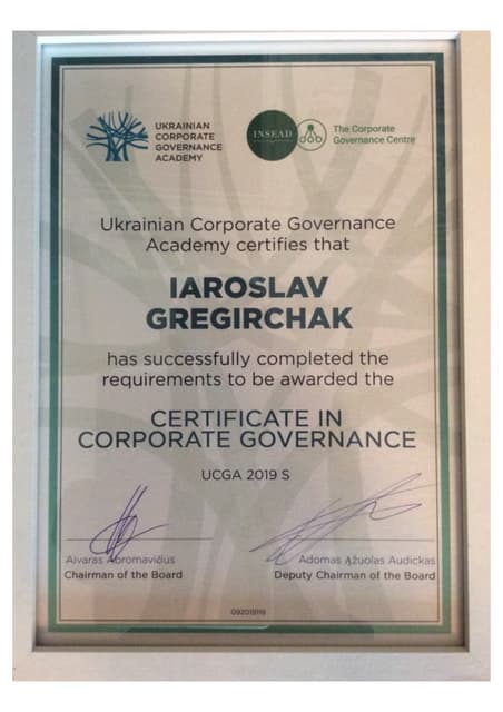 FCIArb - Certificate of Membership - Iaroslav Gregirchak | PDF | Legal ...