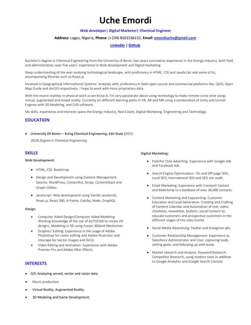 John C Henry Resume (Oriel theme) | PDF