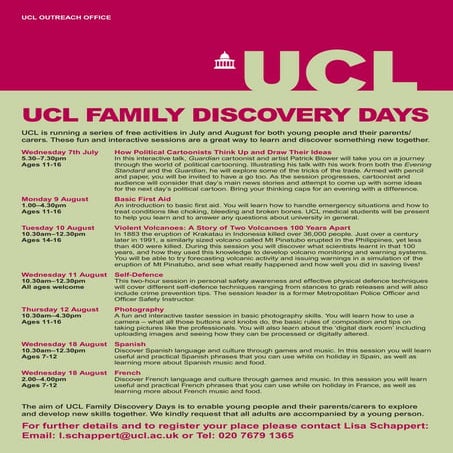 UCL Family Discovery Days | PDF