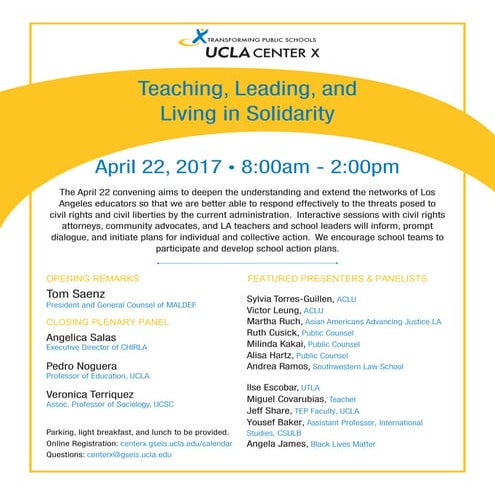 UCLA Center X Conference on Teaching, Leading, and Living in Solidarity ...