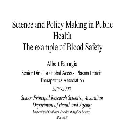 Science and Policy Making in Public Health | PPT