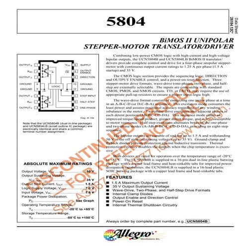 Ucn5804 datasheet | PDF