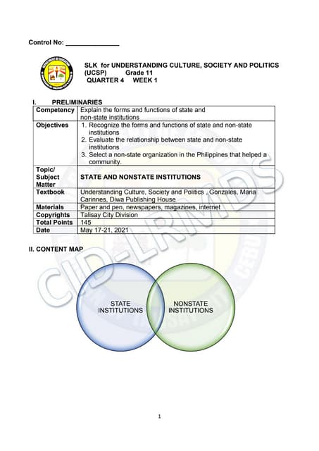 Forms and functions of state and non-state Institutions | PPTX