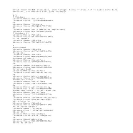 Kumpulan serial number game house www.bagas31.com