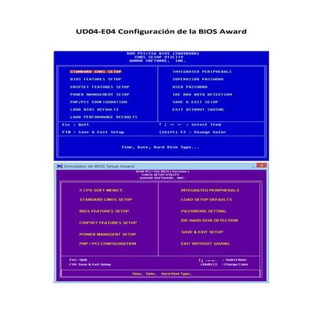 UD04-E04 Configuración de la BIOS Award | DOCX