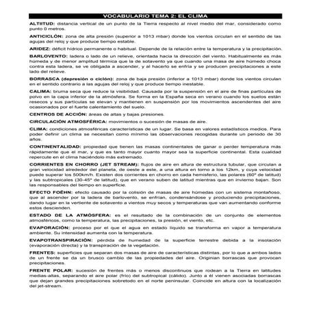 Ud2. el clima. vocabulario | PDF