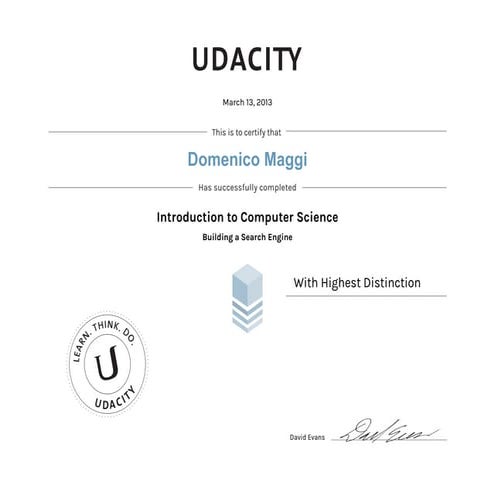 Udacity certificate