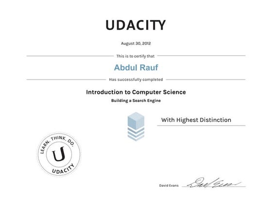 Udacity certificate | PPT