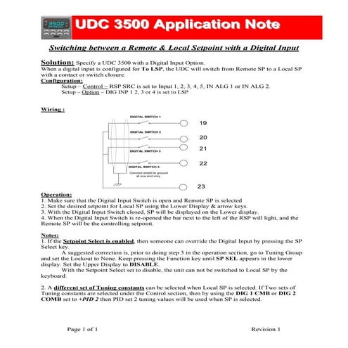 UDC3500 How to switch from Remote to Local SP | PDF