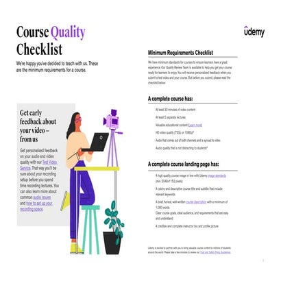 Udemy Course Quality Checklist for beginers | PPT