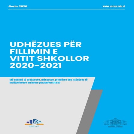 Udhezuesi per-fillimin-e-vitit-shkollor-2020-2021 | PDF